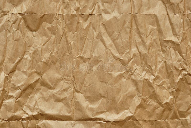 Crumpled Brown Paper Texture Background, Creased Wrapping Paper Stock ...
