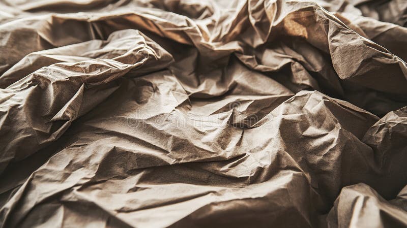 Crumpled Brown Paper Texture, Studio Shot, Background Blur, Packaging ...