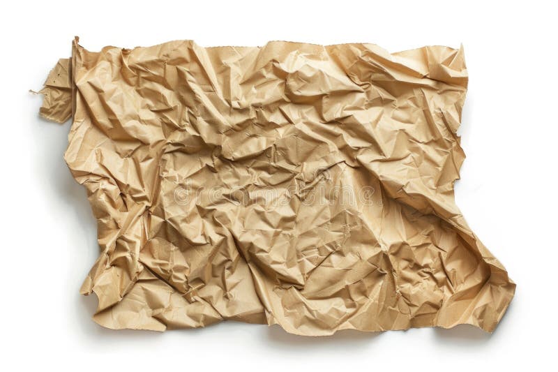 Crumpled Brown Paper on White Surface Stock Photo - Image of generated ...