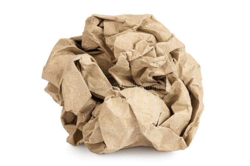 Crumpled Brown Sheet of Paper Isolated on White Background Stock Image ...