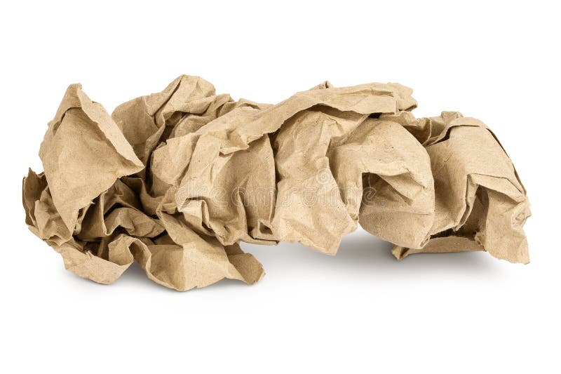 Crumpled Brown Sheet of Paper Isolated on White Background Stock Image ...