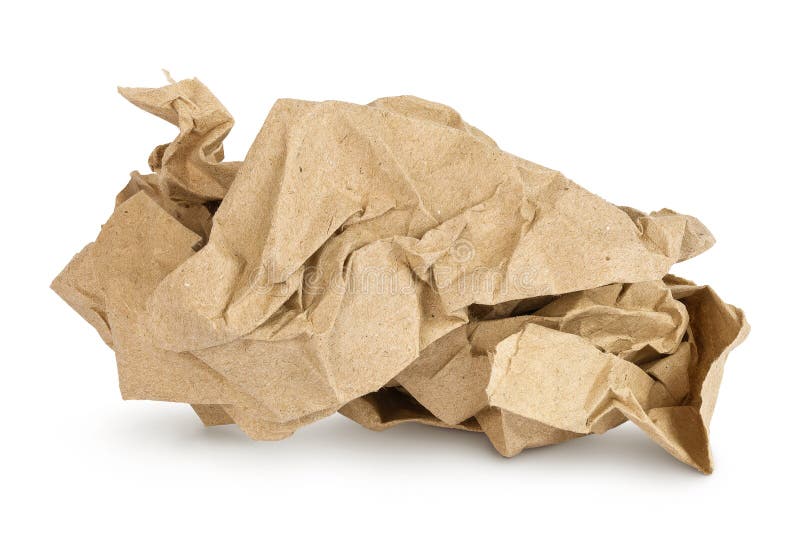 Crumpled Brown Sheet of Paper Isolated on White Background Stock Image ...