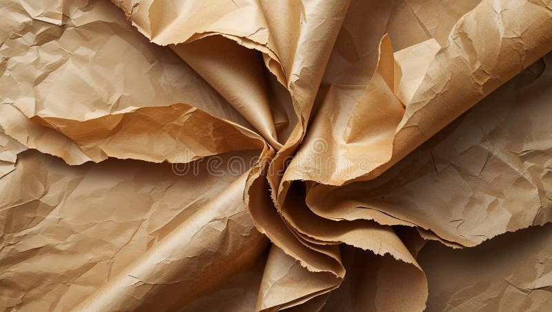 Crumpled Brown Wrapping Paper Forms Abstract Shapes and Textures Stock ...