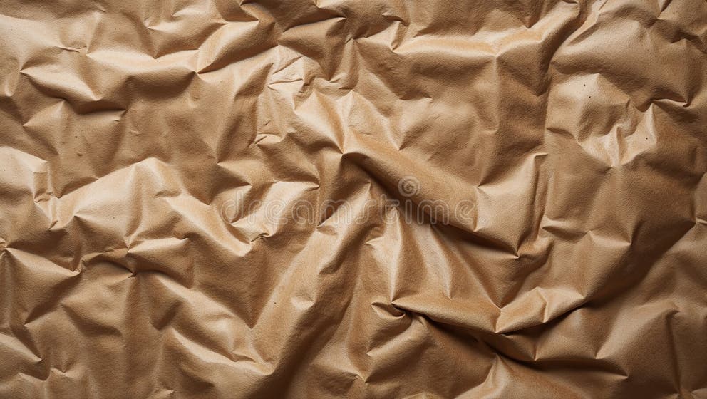 Crumpled Brown Wrapping Paper Forms Abstract Texture Background Stock ...