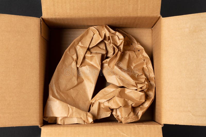 Crumpled Wrapping Paper In Cardboard Box Stock Image - Image of ...