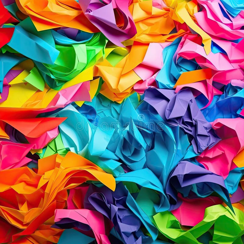 Crumpled, Chaotically Folded Paper Sheets As a Solid Bright Abstract ...