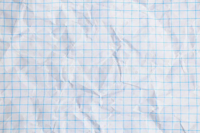 Crumpled Checkered Graph Paper Background with Blue Grid Lines Stock ...