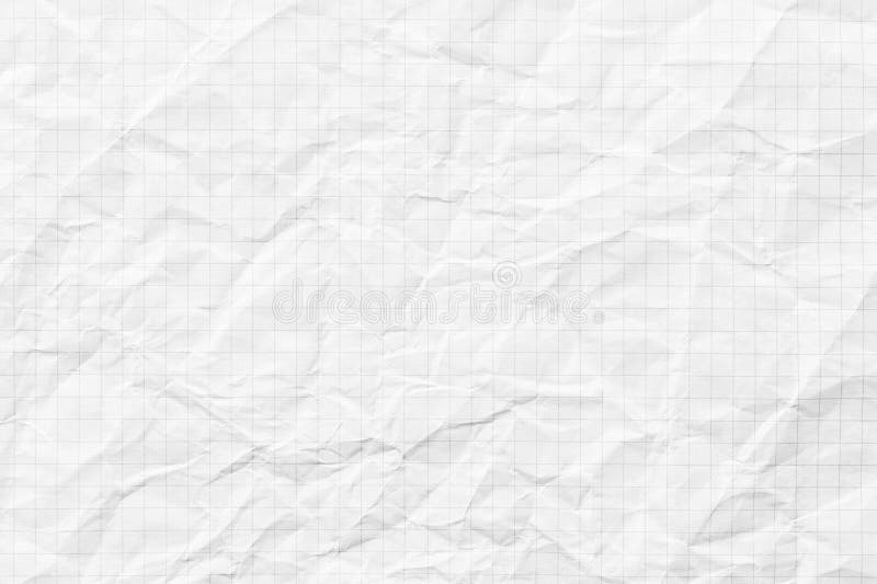 Crumpled Checkered Notebook for Writing, White Paper Texture Background ...
