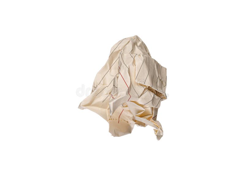 Crumpled Checkered Paper on Isolated White Background for Creative Use ...