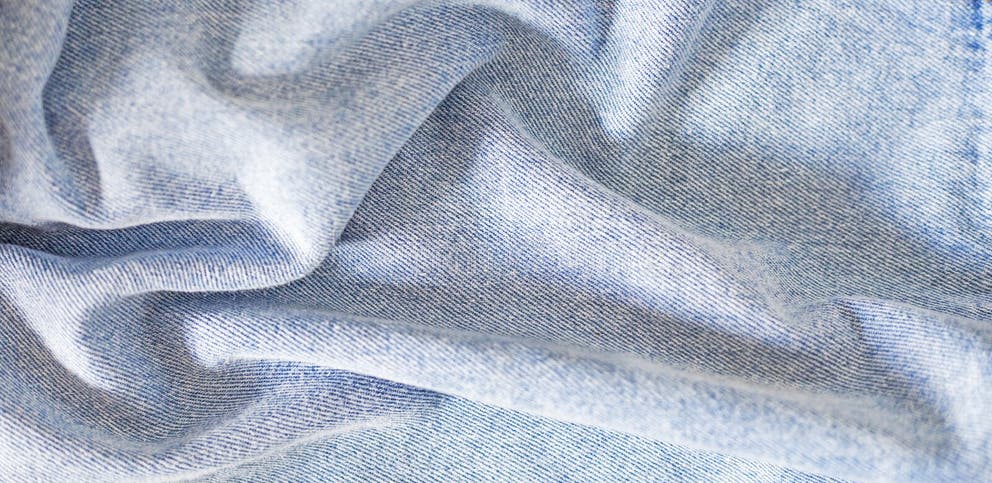 Crumpled Coarse Denim Light Blue Fabric, Texture of Matter, Horizontal ...