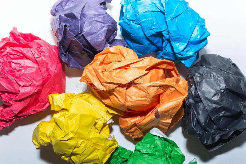 Crumpled colored paper stock photo. Image of yellow - 153929062