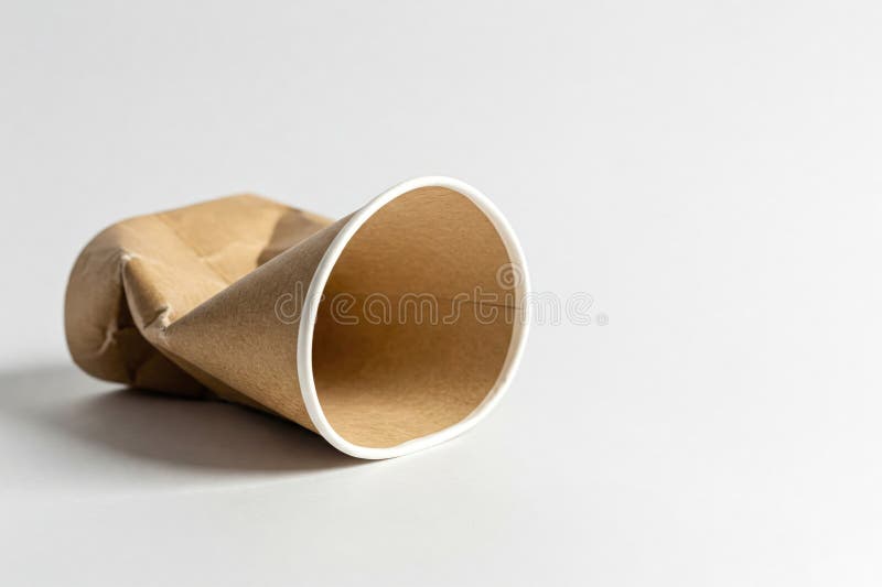 Crumpled Disposable Paper Cup on a Light Background. Space for Text ...