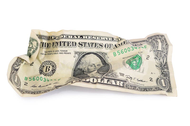 The Crumpled Dollar Bills Isolated Stock Photo - Image of isolated ...