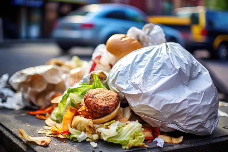 A Crumpled Fast-food Packaging among a Mound of Trash Stock Image ...