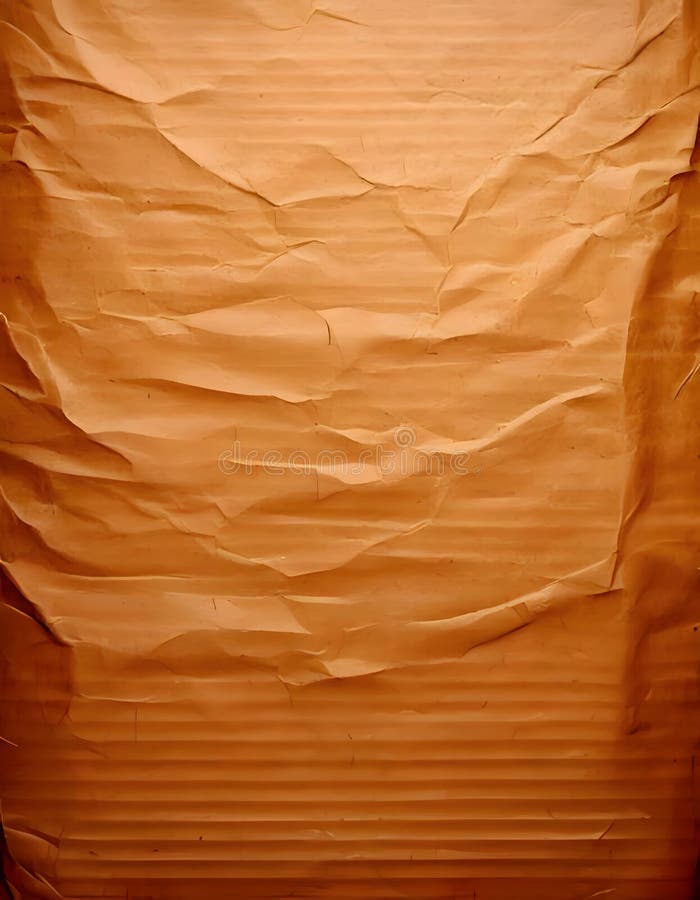 Crumpled and Folded Brown Paper with Visible Horizontal Lines and ...