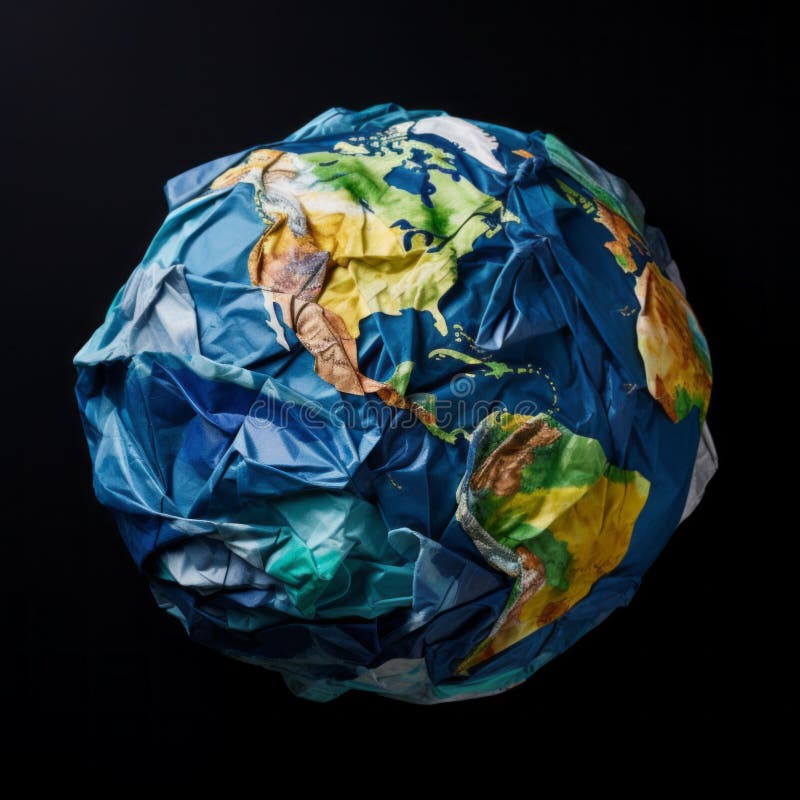 Crumpled World Map - Global Environmental Concerns Stock Illustration ...