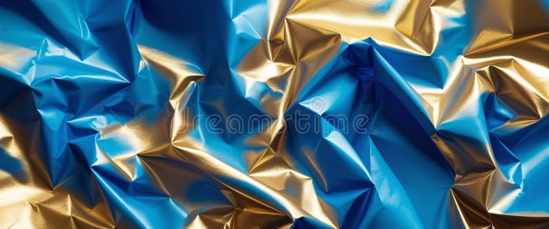 Crumpled Gold and Blue Paper Texture Background. Stock Image - Image of ...