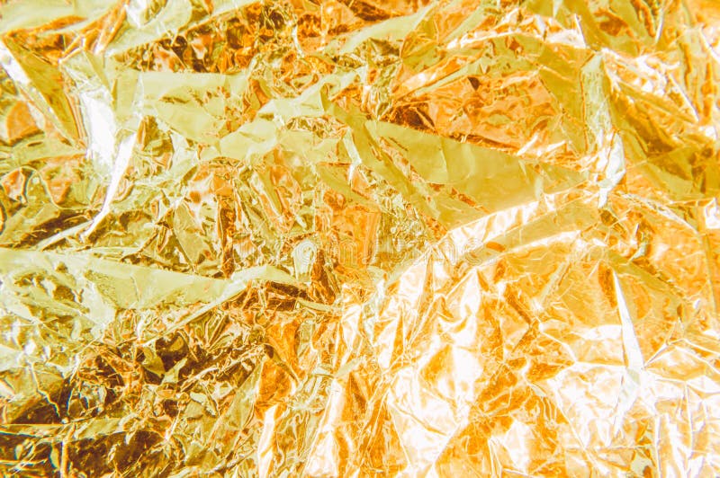 Crumpled Gold Foil Background Stock Image - Image of glow, luminous ...