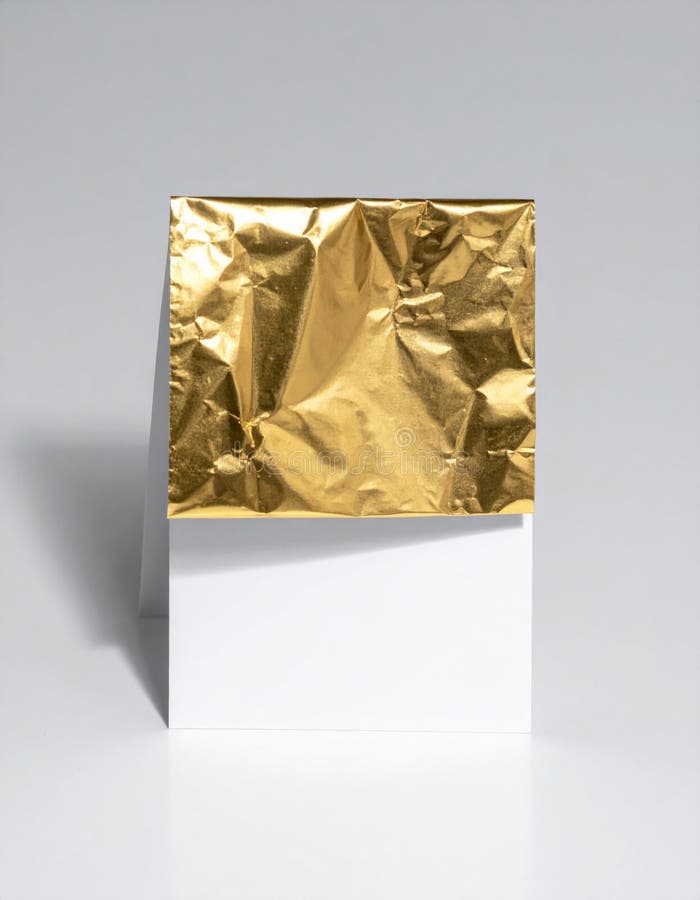 Crumpled Gold Foil on White Card Stock Illustration - Illustration of ...