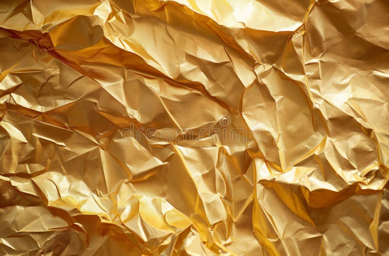 Crumpled Gold Paper Texture Stock Photo - Image of shiny, reflections ...
