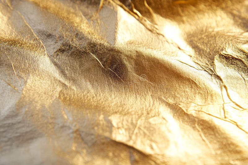 Crumpled Gold Texture with Shiny Light Reflection. AI Generated Stock ...