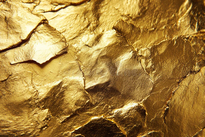 Crumpled Gold Texture with Shiny Light Reflection. AI Generated Stock ...