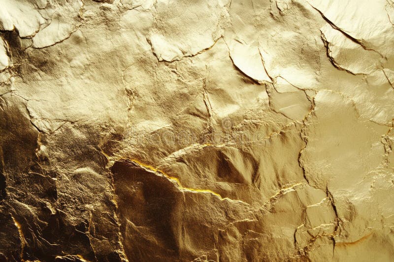 Crumpled Gold Texture with Shiny Light Reflection. AI Image Stock Photo ...