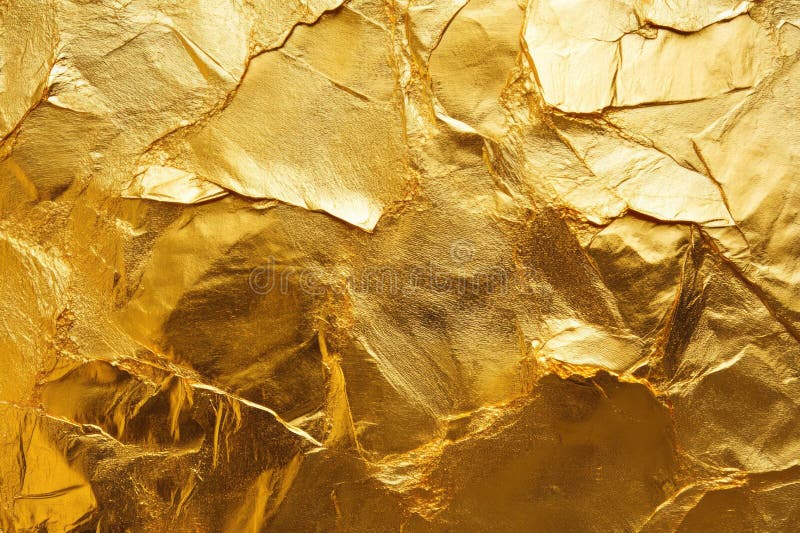 Crumpled Gold Texture with Shiny Light Reflection. AI Image Stock Photo ...