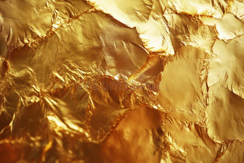 Crumpled Gold Texture with Shiny Light Reflection. AI Image Stock Photo ...