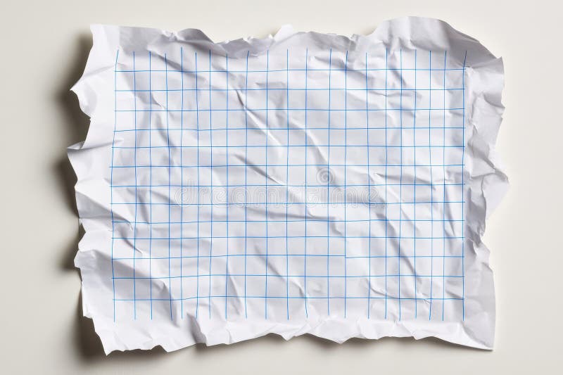Crumpled Graph Paper on White Background Stock Illustration ...