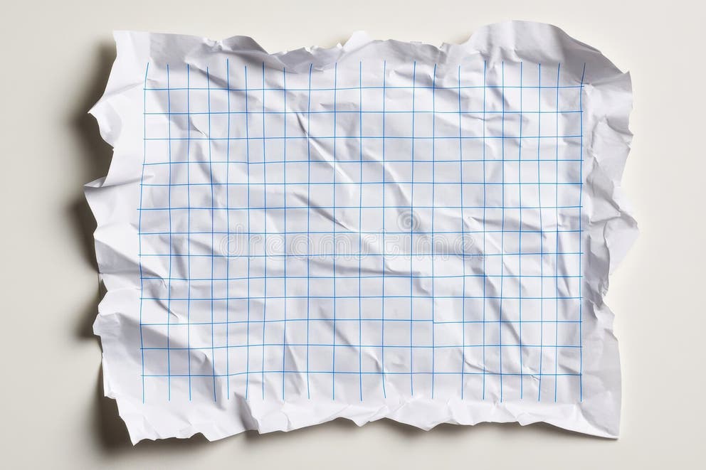 Crumpled Graph Paper on White Background Stock Illustration ...