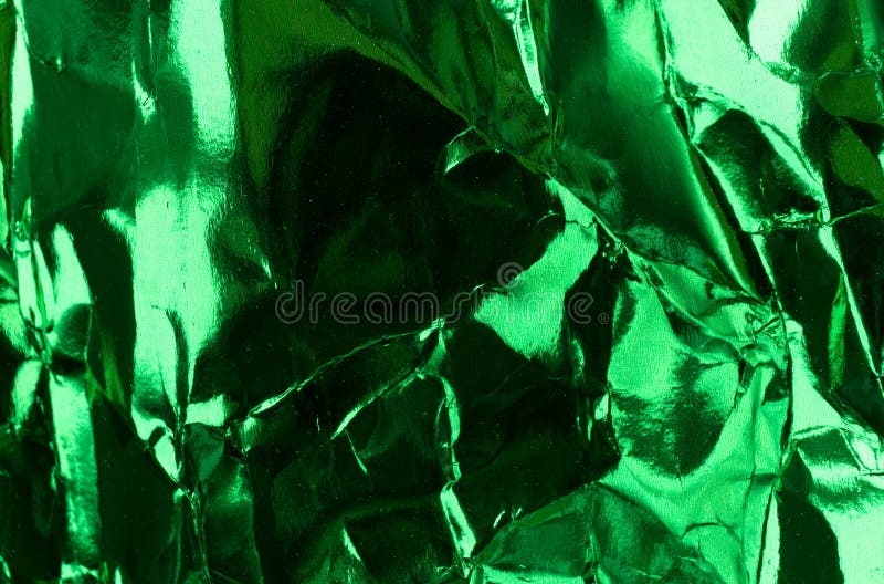 Crumpled Green Foil Paper Texture. Stock Image - Image of crumpled ...