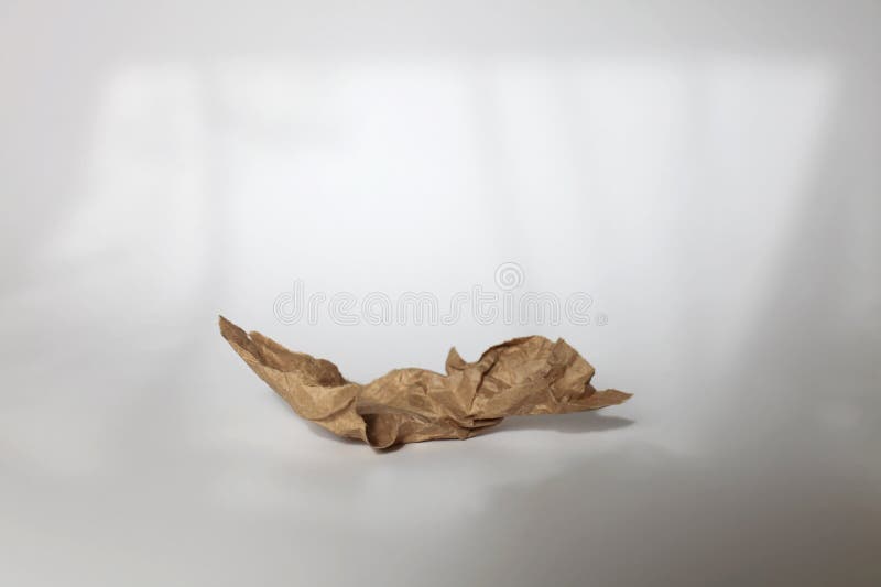 Crumpled Kraft Paper Platform Podium on Light and Shadow Background ...