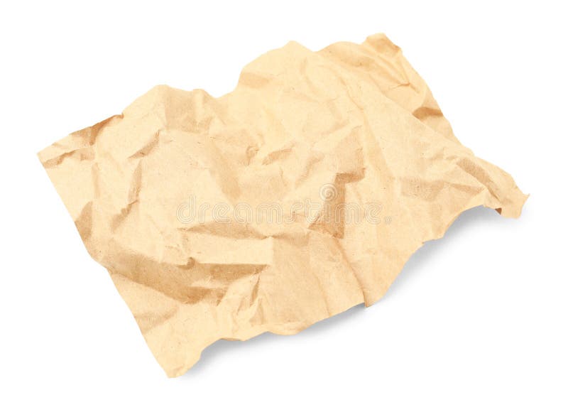 Crumpled Kraft Paper Sheet Isolated on White Stock Photo - Image of ...