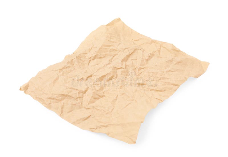 Crumpled Kraft Paper Sheet Isolated on White Stock Photo - Image of ...