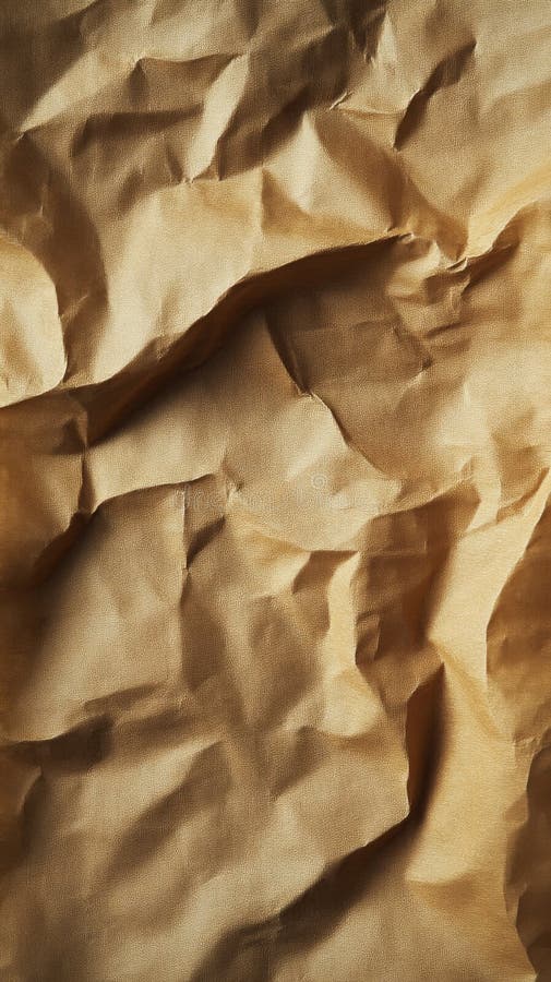 Crumpled Kraft Paper Texture with Shadows Stock Image - Image of ...