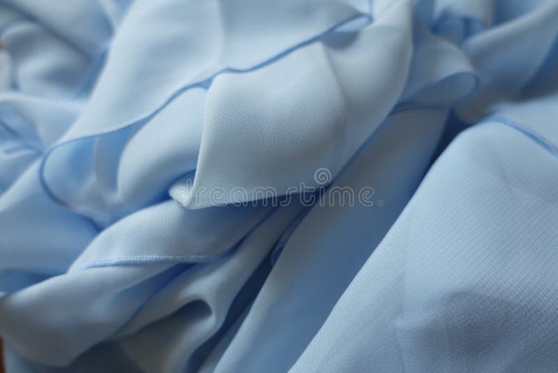 Crumpled Light Blue Polyester Chiffon Fabric Stock Image - Image of ...