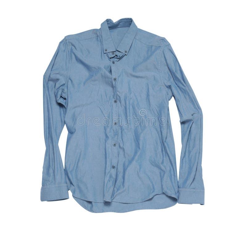 Crumpled Light Blue Shirt on White, Top View Stock Image - Image of ...