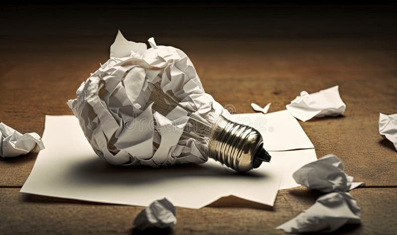 A Crumpled Light Bulb Sitting on Top of a Piece of Paper Stock ...