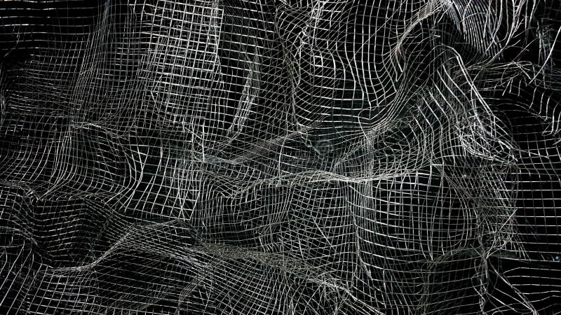 Crumpled Mesh. Abstract Background. Metal Mesh with Shadow on a Black ...