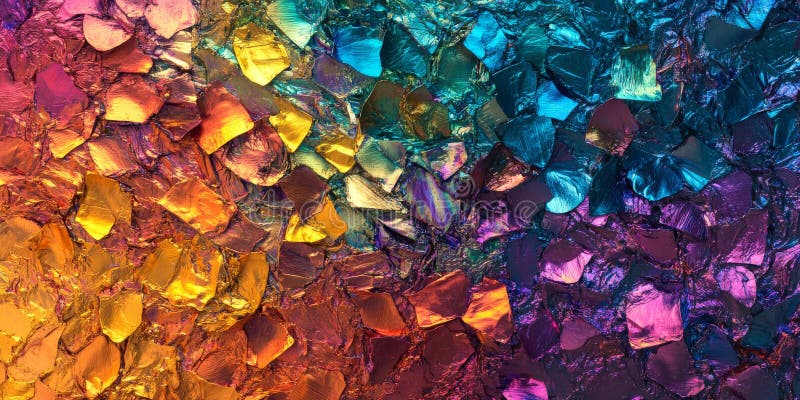 Crumpled Metallic Foil with a Glowing Rainbow Iridescent Effect. the ...