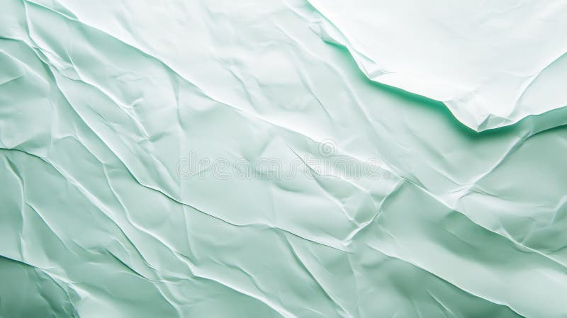 Crumpled Mint Green Paper Texture with Soft Shadows and Highlights ...