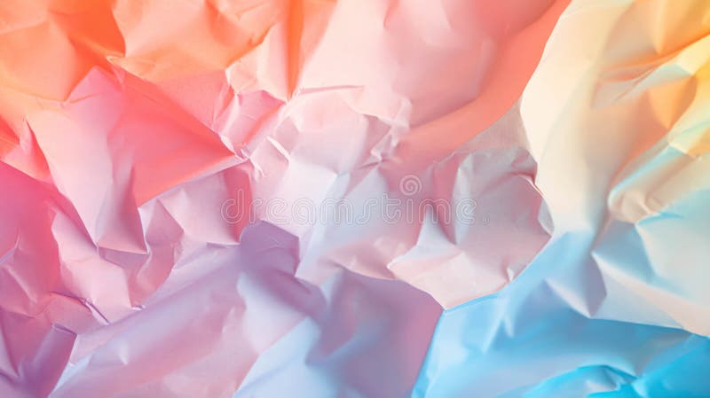 Crumpled Multicolored Pastel Paper Texture with Soft Gradient Stock ...