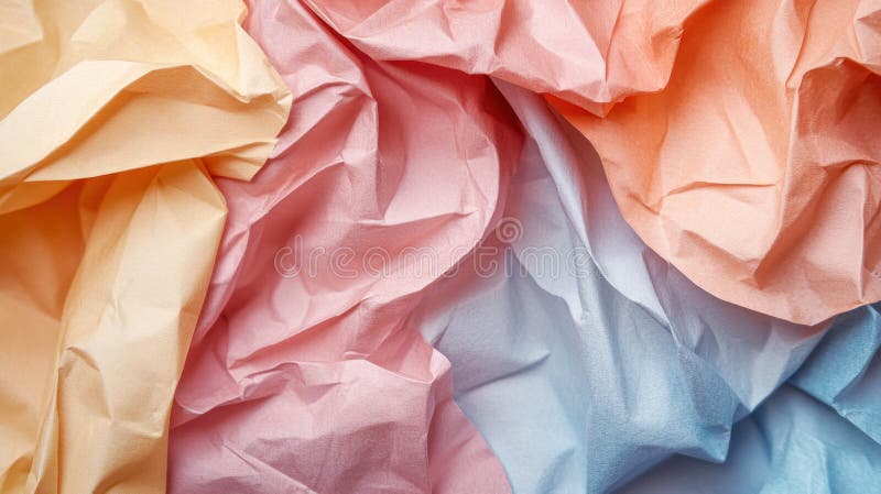 Crumpled Multicolored Pastel Paper Texture with Soft Gradient Stock ...