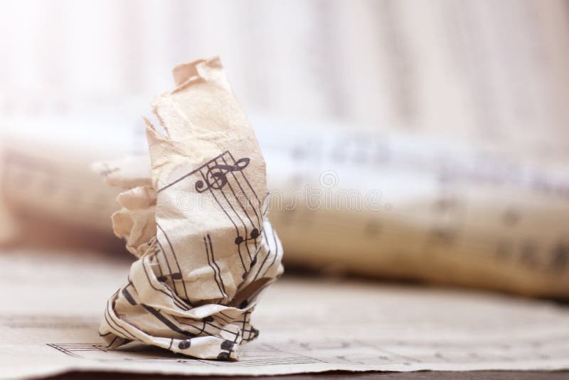 Crumpled Musical Notes, Retro Paper Stock Photo - Image of crumpled ...