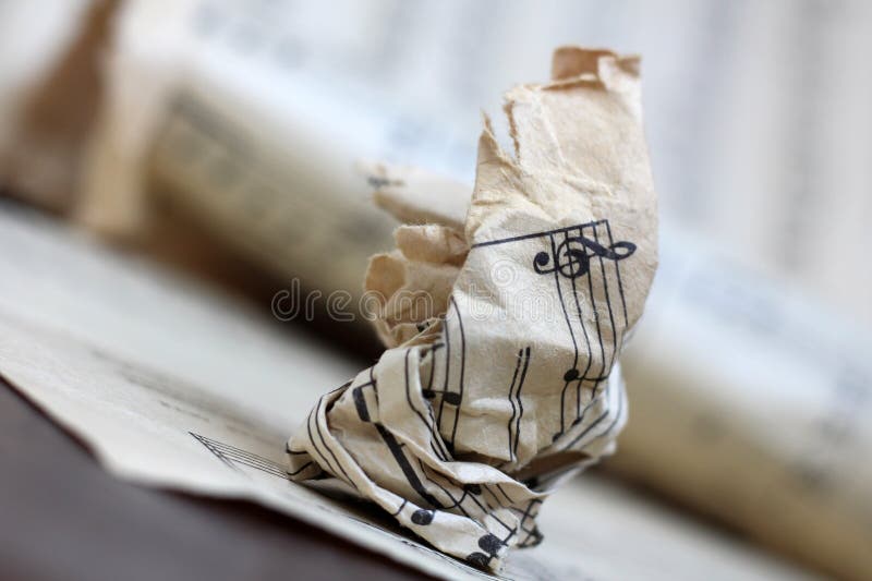 Crumpled Musical Notes, Retro Paper Stock Photo - Image of crumpled ...