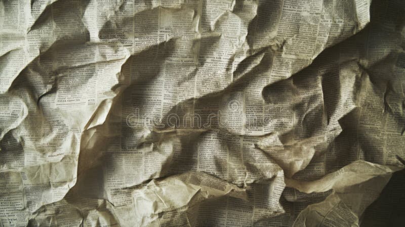Crumpled Newspaper with Indecipherable Text Stock Illustration ...