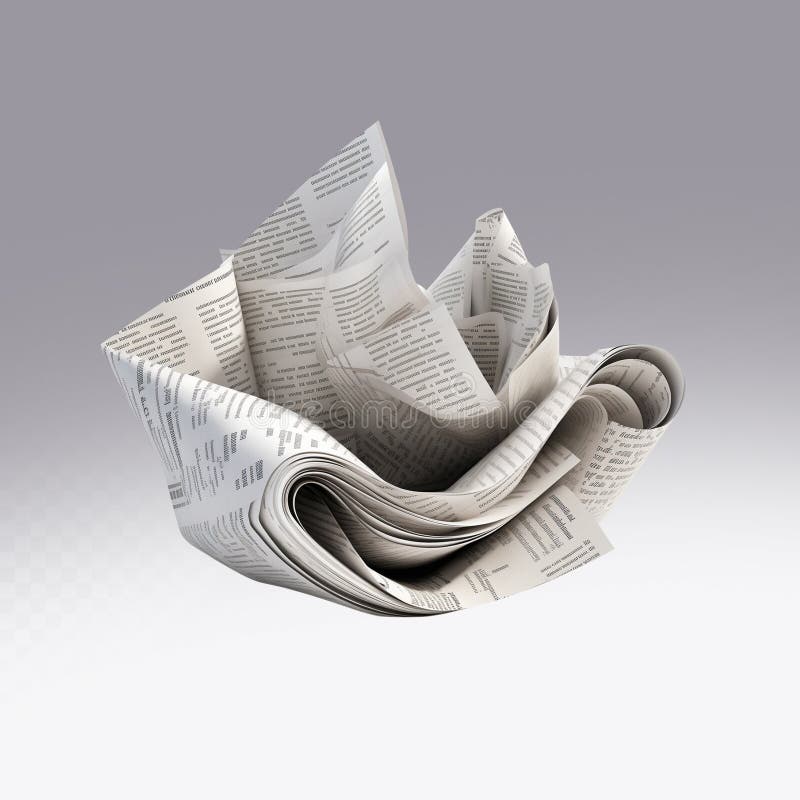 Crumpled Newspaper Paper on a Gray Background Stock Illustration ...