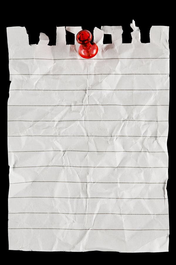 Crumpled Note Paper with Pushpin Stock Image - Image of wrinkled ...