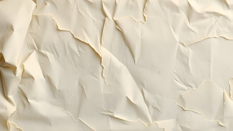 Crumpled Off-white Paper with Sharp Folds and Rough Edges Creating an ...